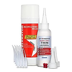 Starbond Super Fast Thin CA Glue (4oz) and Aerosol Accelerator (6oz) Bundle - Water-Thin CA Glue with Activator Bundle (for Woodturning, Pen Turning, Hobby, Stabilizing, Finish, Inlay)