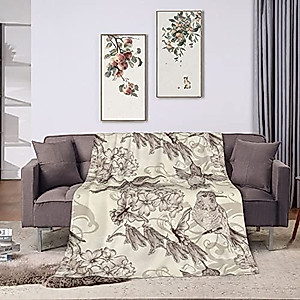 Hummingbird Fleece Blanket Throw Blanket, Ultra-Soft Cozy Micro Fleece Blanket for Sofa, Couch, Bed, Camping, Travel, & Car Use-All Seasons Suitable80 X60