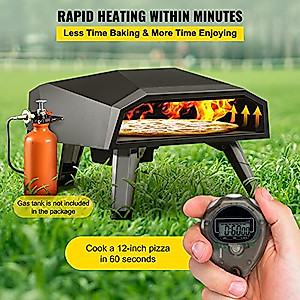 VEVOR Gas Pizza Oven, Stainless Steel Propane Pizza Oven, Gas Fire Pizza Oven with 12" Pizza Stone, Portable Gas Pizza Oven with Foldable Legs, Gas Powered Pizza Oven for Outdoor Camping-Global Patent