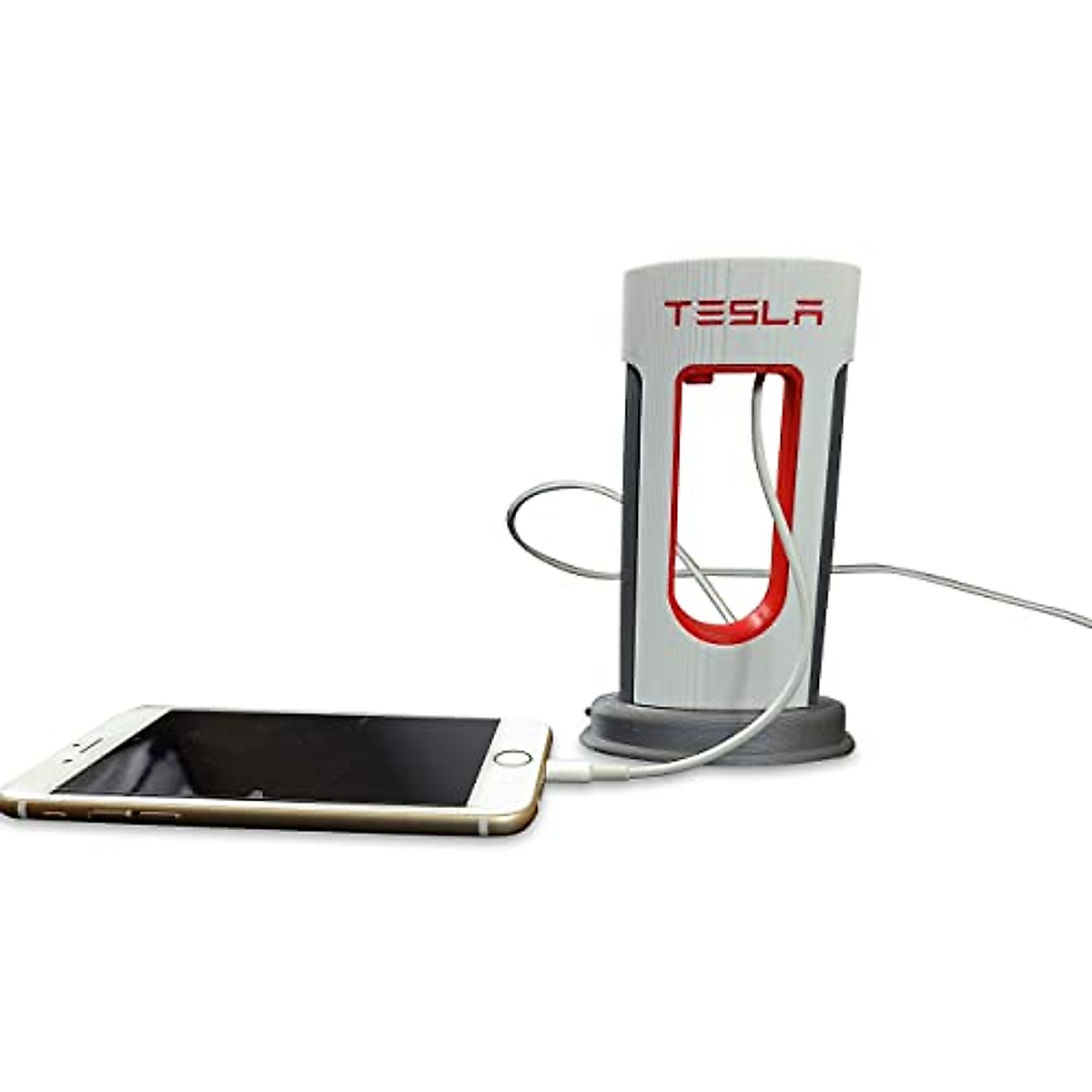 Desktop Supercharger Replica Charging Station, Supercharger Station - Fits USB-C Cables for Android and iPhone (Red)