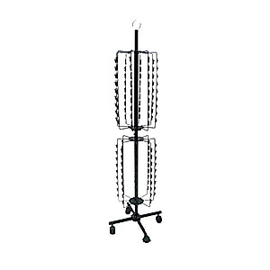 FixtureDisplays® Floorstanding Compatible with Strip Rack w/Header, Rotating, 144 Clips - Black 15967NEW-NPF