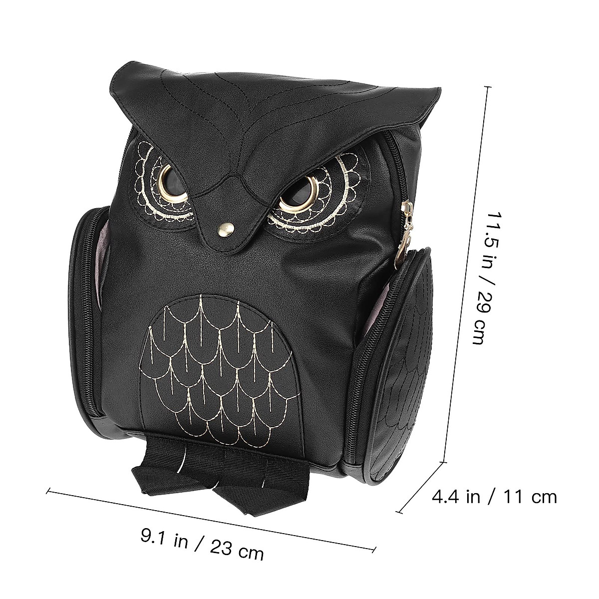 TENDYCOCO Women Girls PU Leather Owl Cartoon Backpack Fashion Casual Satchel School Purse (black)