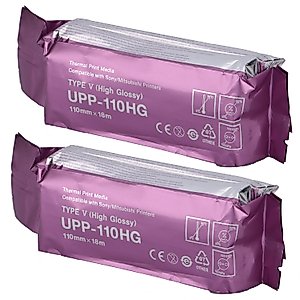 UPP-110HG Ultrasound Paper Compatible for Sony, 2 Roll High Gloss Ultrasound Thermal Print Film/Media 110mm x 18m