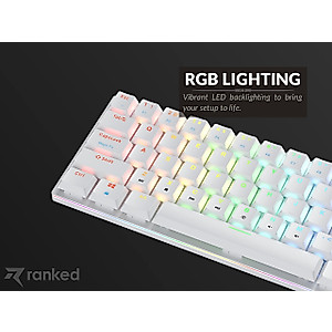 Ranked G65 Guardian 65% | Full Aluminum Frame | Ultra Slim Hot Swappable Mechanical Gaming Keyboard | 68 Keys Multi Color RGB LED Backlit for PC/Mac Gamer (White, Gateron Low Profile Blue)