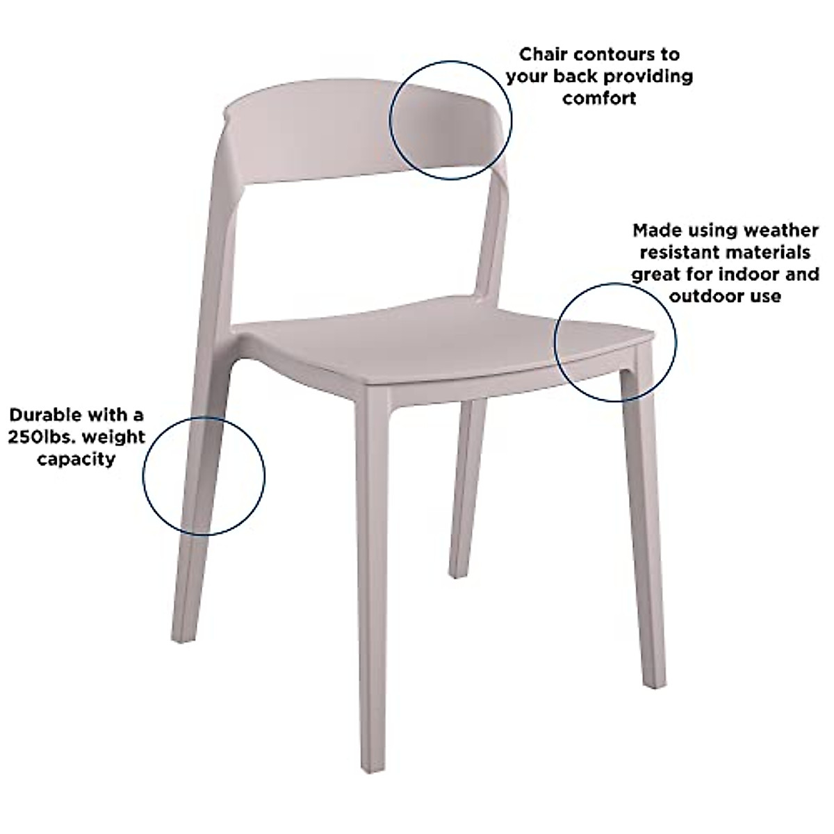 Cosco Outdoor/Indoor Stacking Resin Chair with Ribbon Back, 2-Pack, Pink