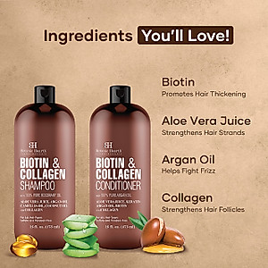 BOTANIC HEARTH Vegan Collagen Biotin Shampoo and Conditioner Set - with Rosemary Oil for Hair Loss and Thinning Hair - Fights Hair Loss, Sulfate Free, for Men and Women, 16 fl oz each