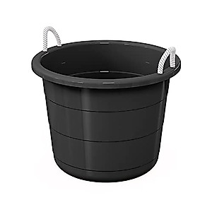 Life Story Large 17 Gallon Flexible Plastic Storage Bucket Container with Easy Grip Rope Handles for Indoor and Outdoor Storage, Black, 8 Pack