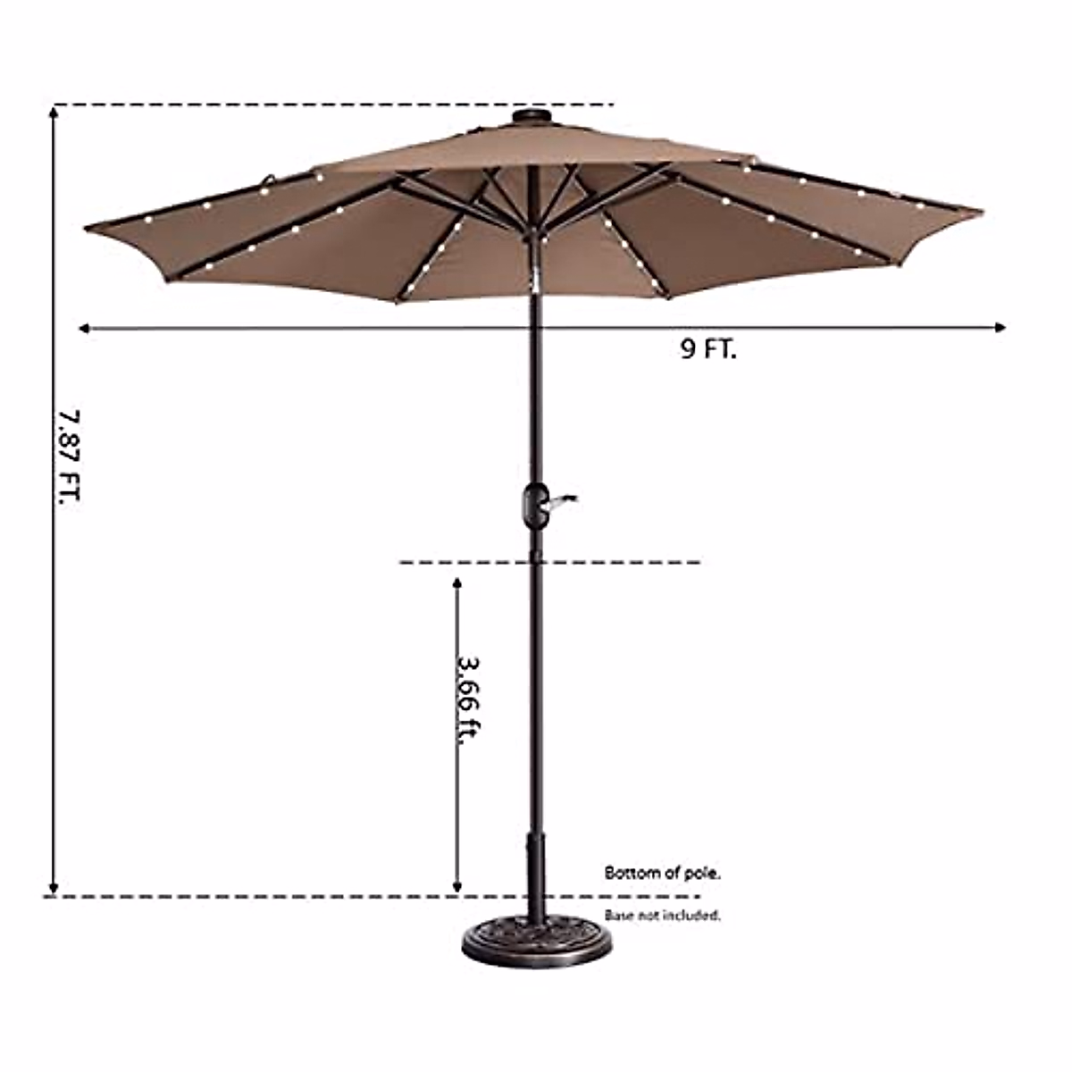 Pure Garden 618006WCY Patio Umbrella, Brown