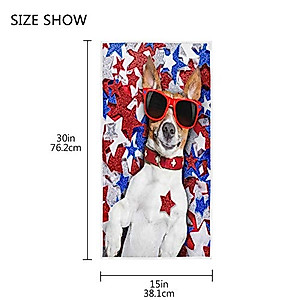 QUGRL Jack Russell Dog Hand Towels Independence Day Fingertip Towel for Bathroom 16 x 30 in, 4Th of July Kitchen Dish Towels Soft Quality Premium Washcloths Bath Decor for Guest Hotel Spa Gym Sport