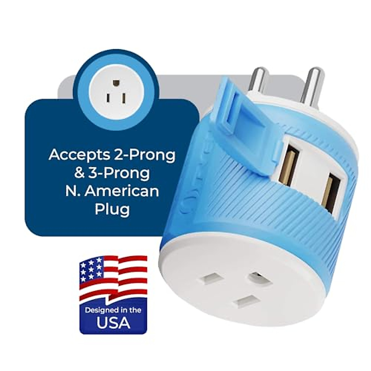 OREI Thailand Travel Plug Adapter with Dual USB - USA Input - Type O (U2U-18), Will Work with Cell Phones, Camera, Laptop, Tablets, iPad, iPhone and More