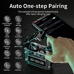 Fuhaiti Bluetooth Earbuds, Wireless Earbuds Bluetooth 5.3 Headphones with Charging Case Low Latency IPX7 Waterproof 35H Playtime Stereo Earphones in-Ear Built-in Mic Headset