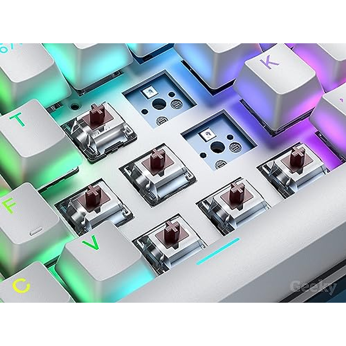 Geeky GK65 65% | Hot Swappable Mechanical Gaming Keyboard | 68 Keys Multi Color RGB LED Backlit for PC/Mac Gamer | ANSI US American Layout (Black, Mechanical Brown)