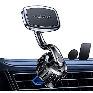 Kaistyle Magnetic Phone Mount, [Upgraded Clip] Unobstructed Car Vent Phone Mount [360° Rotate Arm] Cell Phone Holder for Car, Phone Car Holder Compatible with 4-6.7 inch Smartphone and Tablets
