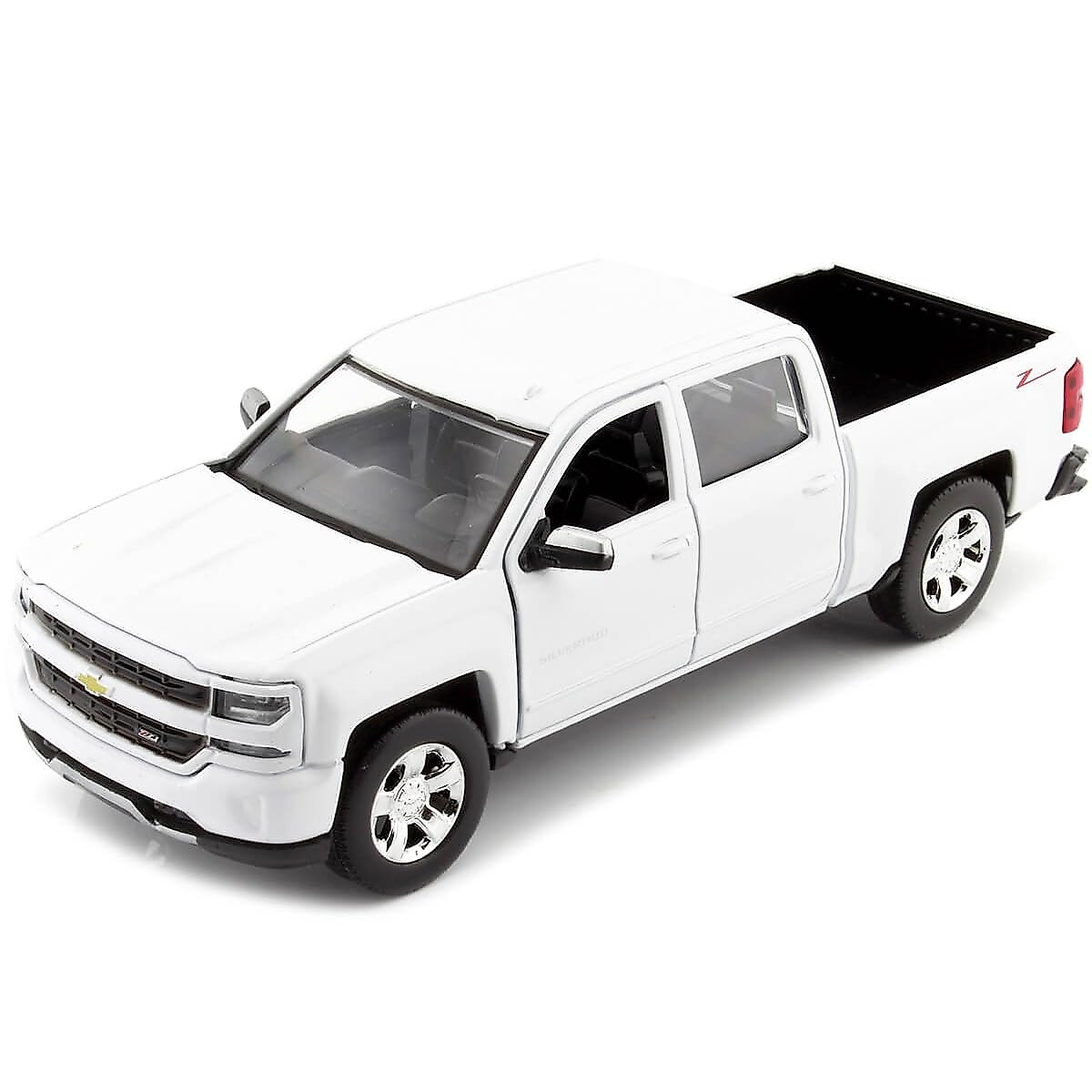 Motormax 2017 Chevy Silverado 1500 LT Z71 Crew Cab Pickup Truck 1/24 Scale Diecast Model Car White
