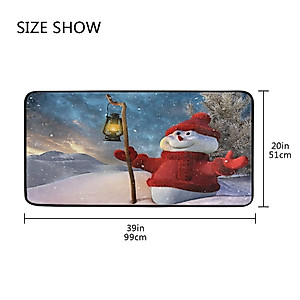 STAYTOP Winter Christmas Snowman Kitchen Rugs Kitchen Mats Polyester Non Slip Washable Cushioned Mats Antifatigue Comfort Floor Mat Doormat for Kitchen Washroom Bedroom 39 x 20 inch