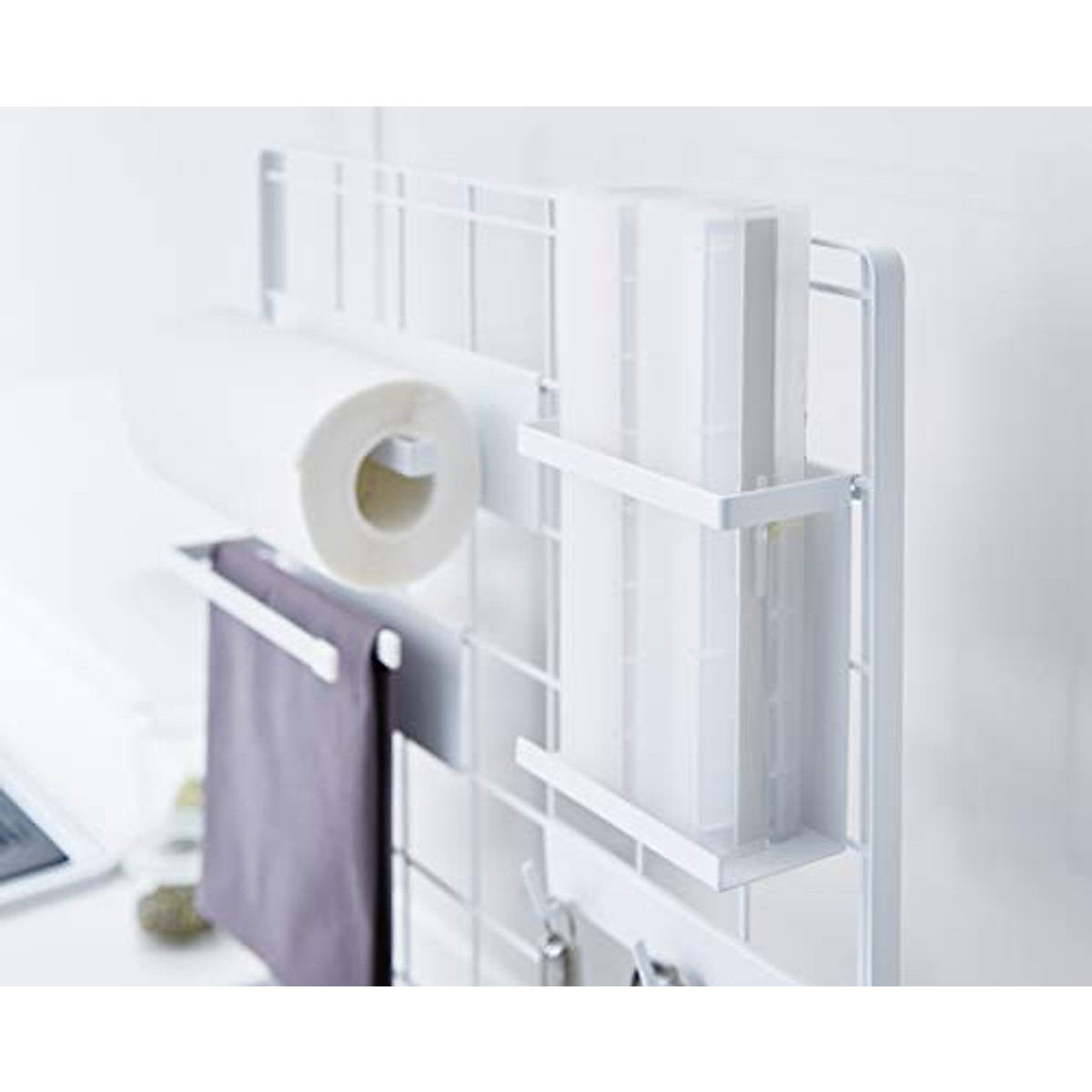 Yamazaki Home Grid Panel Organizer and Accessories-Wall Storage Decor, One Size, White