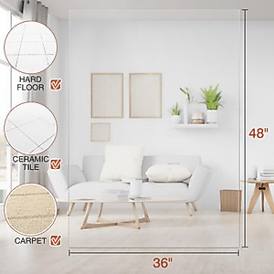 HappyTrends Office Chair Mat for Carpet-36 x48 Transparent Computer Desk Chair Mat for Carpeted Hard Wood/Tile Floor,Anti-Slip Home Office Chair Floor Mats for Work,Home and Gaming