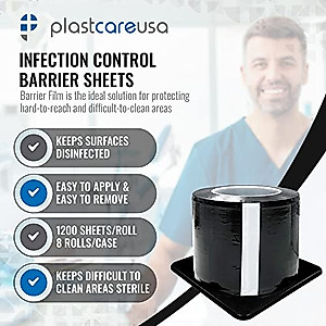 Black Barrier Film Roll 4"x6" - Protective Dental Barrier Film for Dental, Medical, Tattoo - Perforated Adhesive Barrier Tape Sheets (1 Box of 1200 Sheets) by PlastCare USA
