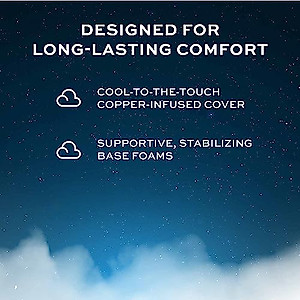 Slumbercrest by Slumberland Memory Foam 10 inch King Size Mattress Bed with Copper Cooling Cover and Cooling Infused Gel-Foam - Pressure Relieving Base Foam Provides Comfort, Stability, and Support