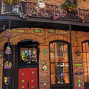 44 Pcs Mardi Gras Party Decorations Masquerade Mask Cutouts Mardi Gras Mask Sign Directional Door Signs New Orleans Street Signs for Prom Carnival Masks Celebration Parade Costume Party Favor