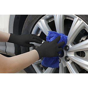 FINITEX - Black Nitrile Disposable Gloves, 5mil, Powder-free, Medical Exam Gloves Latex-Free 100 PCS For Examination Home Cleaning Food Gloves (Small)