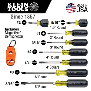 Klein Tools Screwdriver Set (8-Piece) and Long Blade Slotted and Phillips Screwdriver Set (2-Piece)