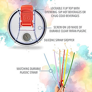 Hogg Big Swig 40 oz Tumbler with Handle and Straw - Desert Flower, Advanced Design Spill Proof Tumbler with Straw, Insulated Cups with Lids and Straws, 40oz Tumbler with Handle, Orange Tumbler