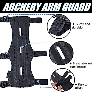 Huntingdoor Archery Armguard Finger Tab Set Arm Guards Leather Finger Guard Protective Gear for Recurve Bow and Longbow Hunting Shooting Right Hand