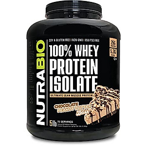 NutraBio 100% Whey Protein Isolate (Chocolate Peanut Butter, 5 Pounds)