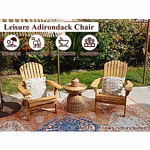Hudada Adirondack Chairs Set of 2 Folding Lounger Chair for Lawn,Outdoor,Patio,Fire Pit Seating Accent Furniture w/Natural Finish Weather Resistant, Wooden