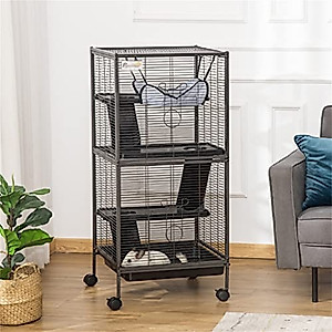 ACQUIRE Rabbit Chinchilla Hamster Cage with 4 Universal Wheels and Multiple Platforms - Silver Grey