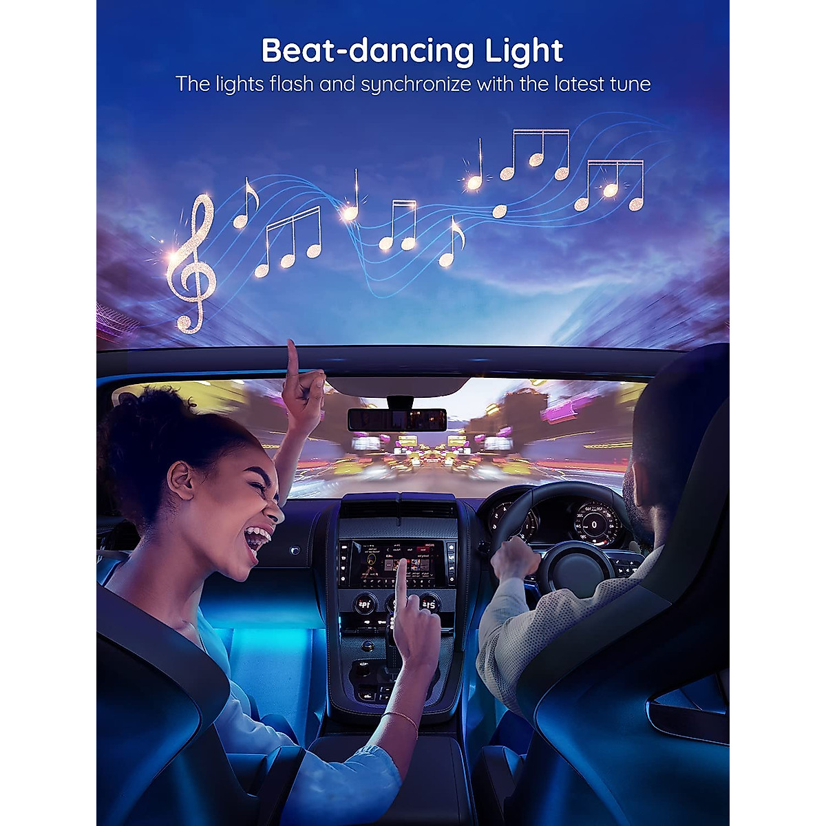 Govee RGB Interior Car Lights Bundle with Govee 8 pcs RGBIC Exterior Car Lights, App Control, DIY Mode and Music Mode