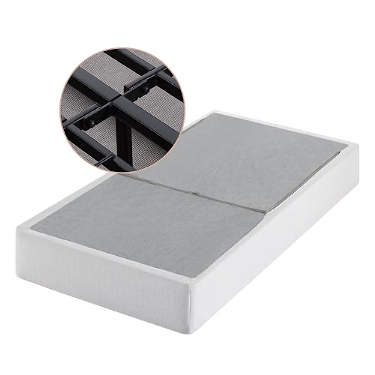 ZINUS 9 Inch Box Spring with Cover, No Assembly Mattress Foundation, Sturdy Metal Structure, Twin XL, White