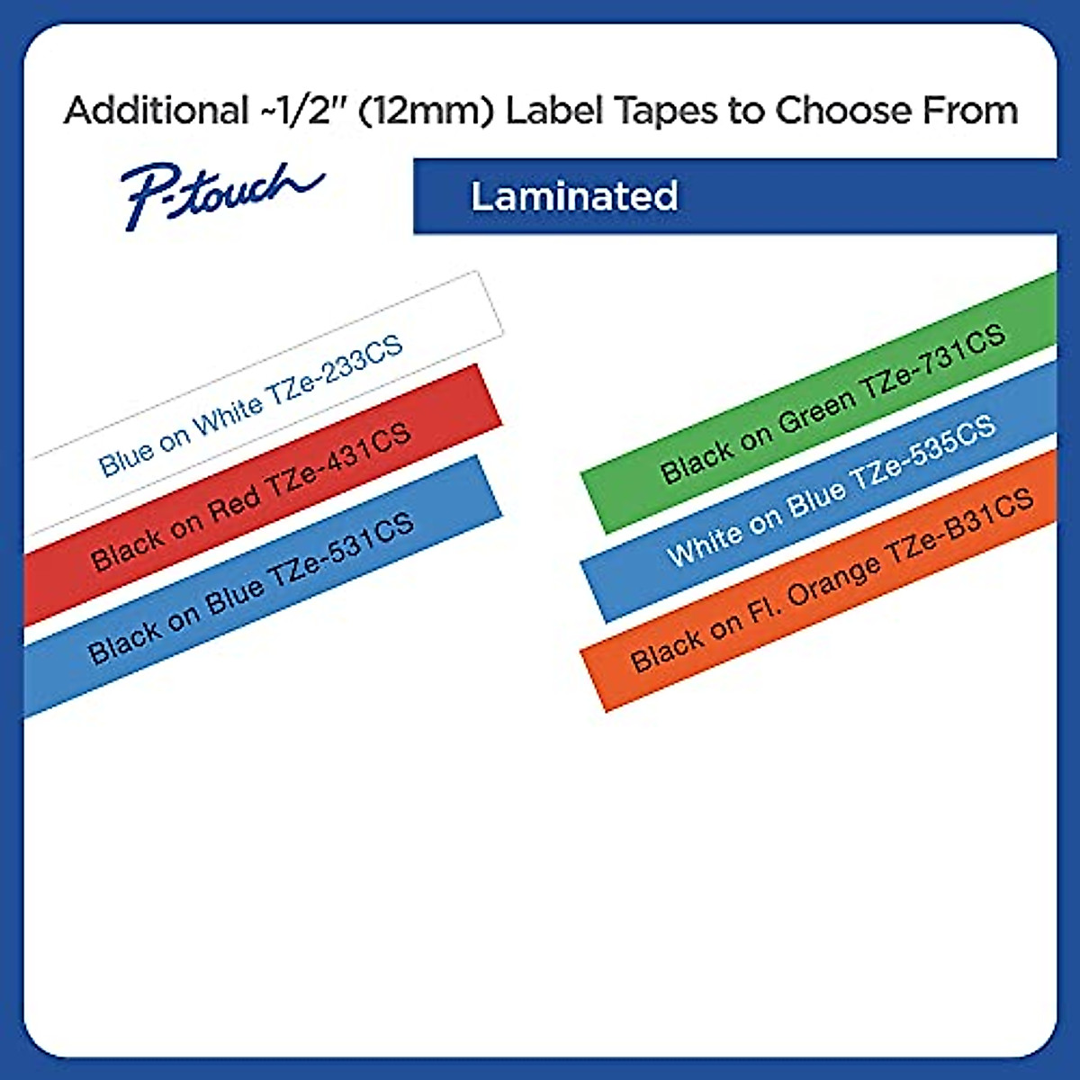 Brother Genuine P-touch, TZe-B31CS, 0.47” x 16.4’, Black on Fluorescent Orange Laminated Label Tape