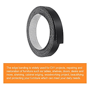 uxcell Black PVC Edge Banding, 1-1/8" x 24.6ft Pre-Glued Flexible Edge Banding for Furniture Repair & Restoration