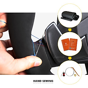 MEWANT Hand Sewn Dark Gray Steering Wheel Cover for Mercedes Benz A180 A200 B180 B200 C180 C200 C260 C300 E200 E300 CLS260 CLS300 GLC260 GLC300 GLE300 GLE320