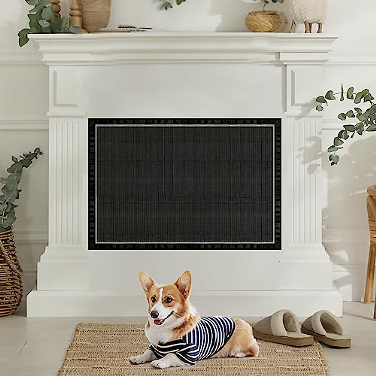 YEXEXINM Fireplace Screen Mesh Cover， PVC Fireplace Cover Pet Proof Fireplace Safety Cover to Prevent Baby and Pet Near Idle Fireplace Pet Cover Net for Fireplace to Keep Bugs Out 39.4×31.5inches