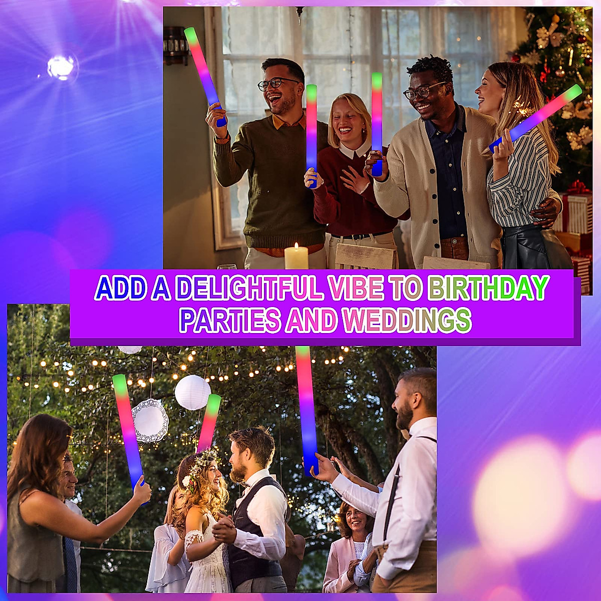 Taotuo 30 PCS LED Light Up Foam Sticks Party Favors Glow Sticks with 3 Modes for Parties, Weddings, Raves, Concert, Halloween