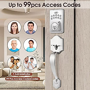Tinewa Electronic Keypad Deadbolt, Front Door Handle Sets, Keyless Entry Door Deadbolt with Lever Handle, Digital Keypad Deadbolt, Auto Lock, Code Door Lock, Satin Nickel