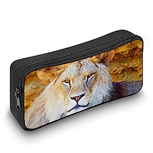 African Lion Teen Adult Pencil Case Large Capacity Pen Pencil Bag Durable Storage Pouch
