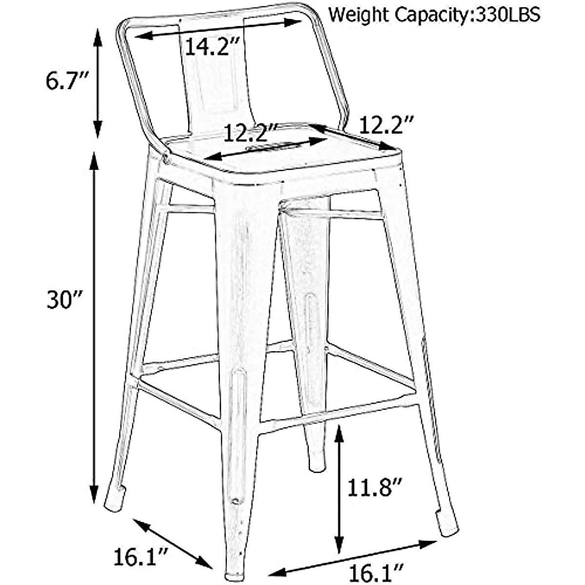 Andeworld Distressed Bar Stools Set of 4 Industrial Counter Stools Metal Barstools with Backrest (30 Inch, Distressed Design Teal)