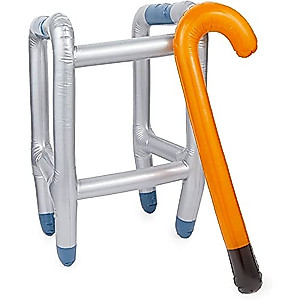 Inflatable Walker and Cane, Over The Hill Gag Gift (2 Pieces)