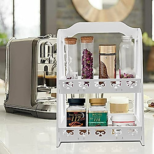Bathroom Shelf Organizer,2 Tier Bathroom Countertop Organizer,Counter Organizer,Makeup and Cosmetic Counter Standing Rack Cosmetic Holder,Kitchen Standing Spice Rack FLUKIN