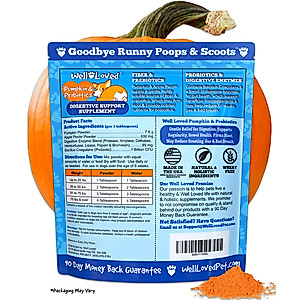 Well Loved Pumpkin for Dogs - Pumpkin Puree, Canned Pumpkin (Alternative), Fiber for Dogs, Probiotic Powder, Pumpkin Powder, Dog Diarrhea, Digestive Support, Perfect for Firm Poops and No Scoots, 6 oz