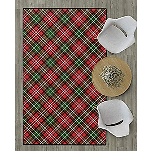 Brumlow MILLS Christmas Plaid Washable Festive Print Holiday Area Rug for Living or Dining Room, Bedroom Carpet and Kitchen Rug, 5'x8', Multicolor