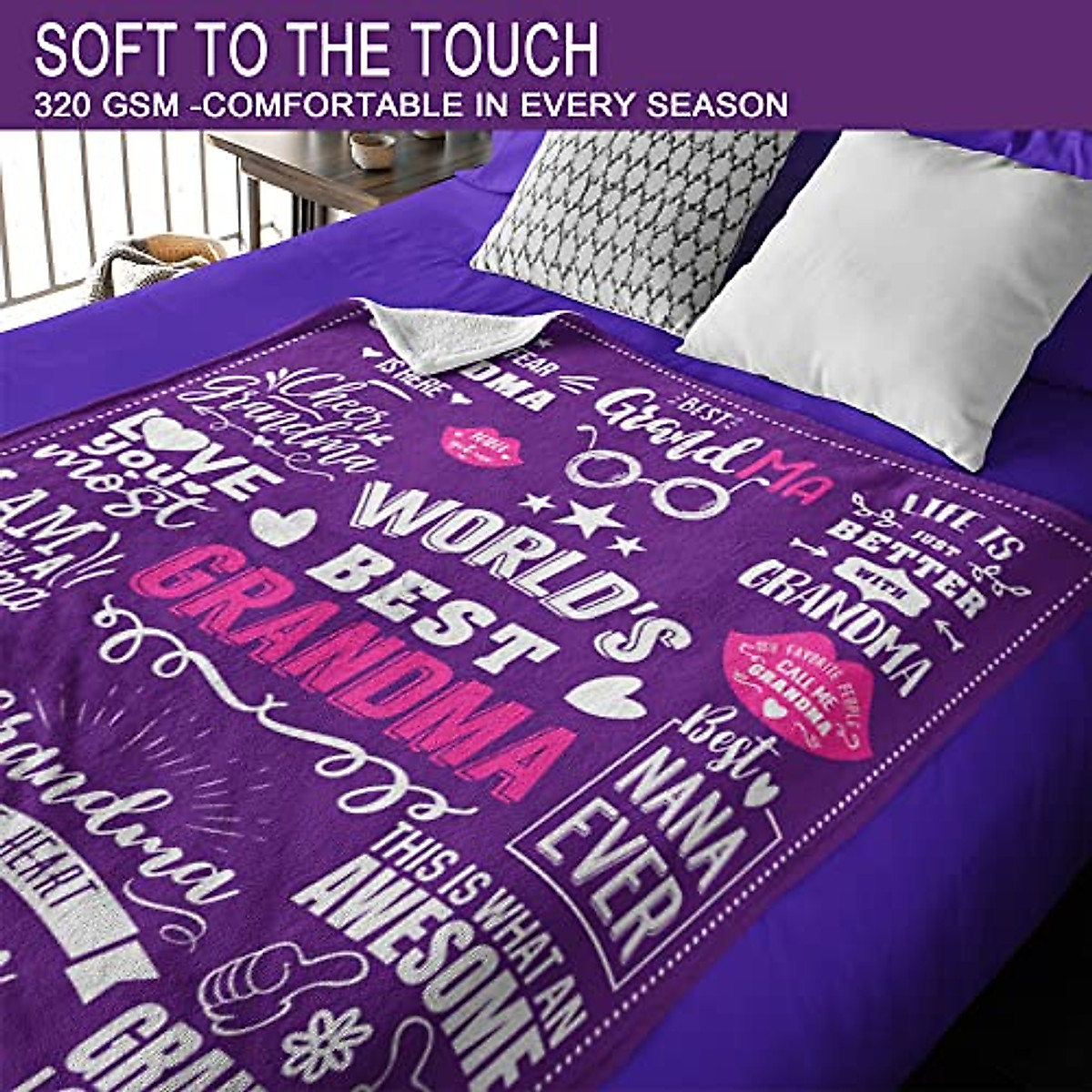 Shanfeirui Grandma Gift, Grandma Blanket, Gifts for Grandma from Granddaughter, Grandma Blanket from Grandkids, Best Grandma Gift, Gifts for Grandma from Grandson Throw Blanket 60" x 50”