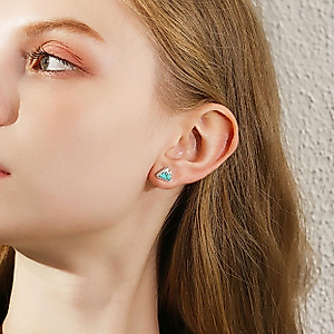 Lauren-Spencer Gemstone Mountain Stud Earrings for Women Small Green Turquoise Mountain Earrings Studs Stainless Steel Snow Mountain Range Earrings for Women Nature Jewelry Gift