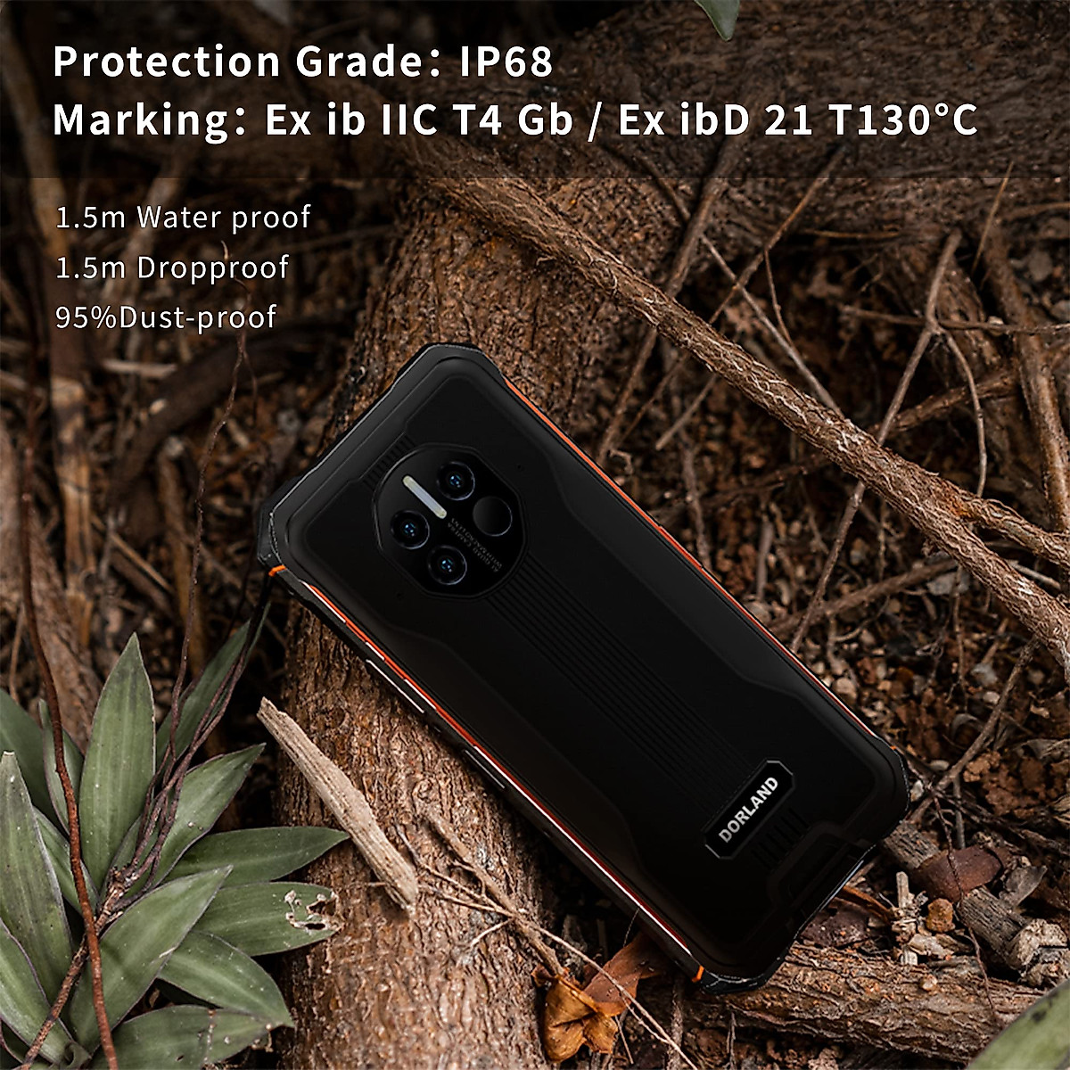 Dorland Extreme 5G Rugged Smartphone Cell Mobile Phone Industrial Intrinsically Safe Outdoor Unlocked Dual SIM 8GB+128GB 6.39inch FHD Screen Android 11 IP68 Waterproof Explosion Proof
