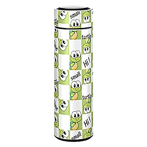 CaTaKu Funny Turtle Checkered Water Bottle Insulated 16 oz Stainless Steel Flask Thermos Bottle for Coffee Water Drink Reusable Wide Mouth Vacuum Travel Mug Cup