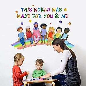 Mfault Kids Diversity Equality Inspirational Wall Decals Stickers, Motivational Inclusion Nursery Decorations Bedroom Playroom Classroom Art, This World was Made for You and Me Toddler Room Decor